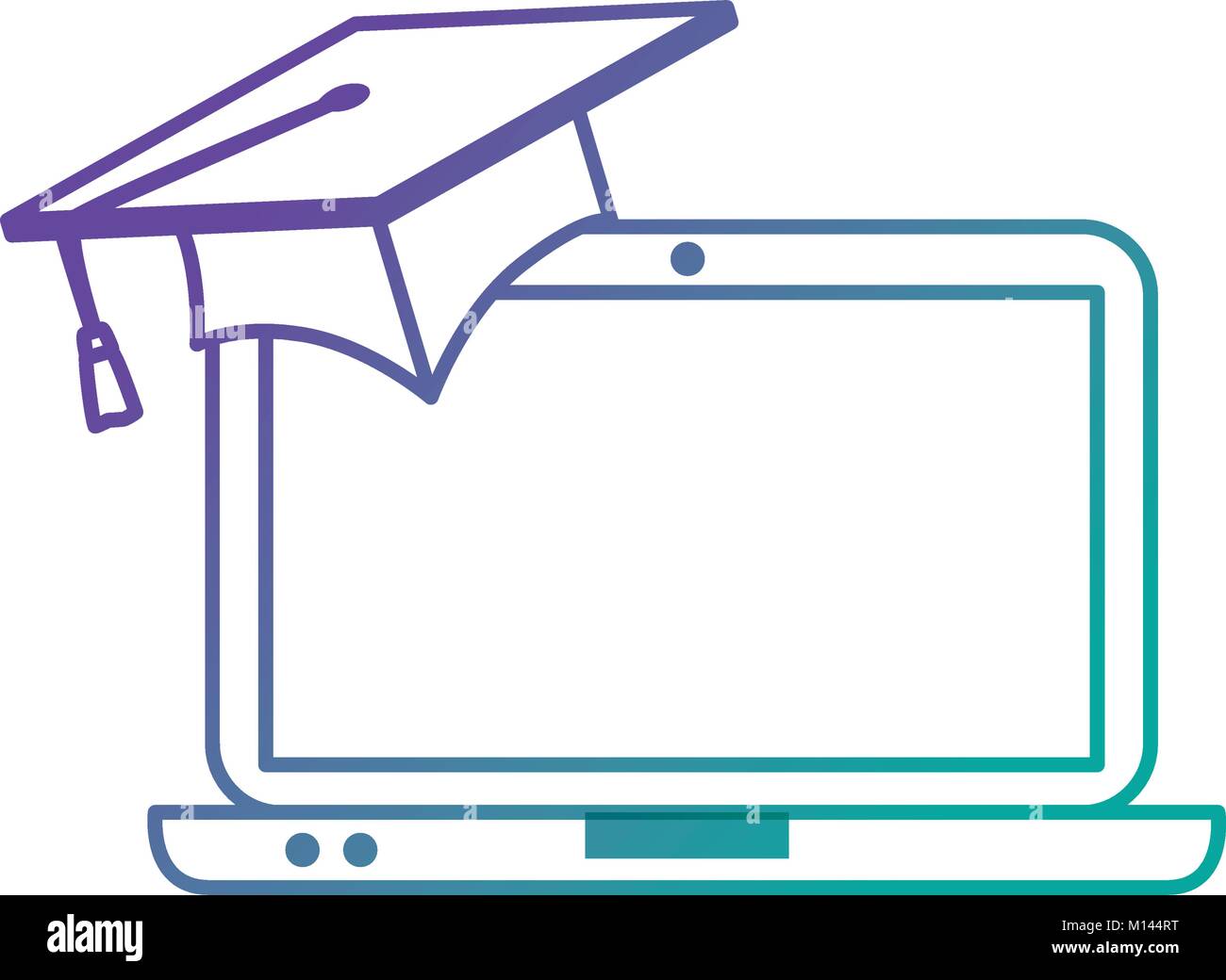 laptop computer with hat graduation Stock Vector Image & Art - Alamy