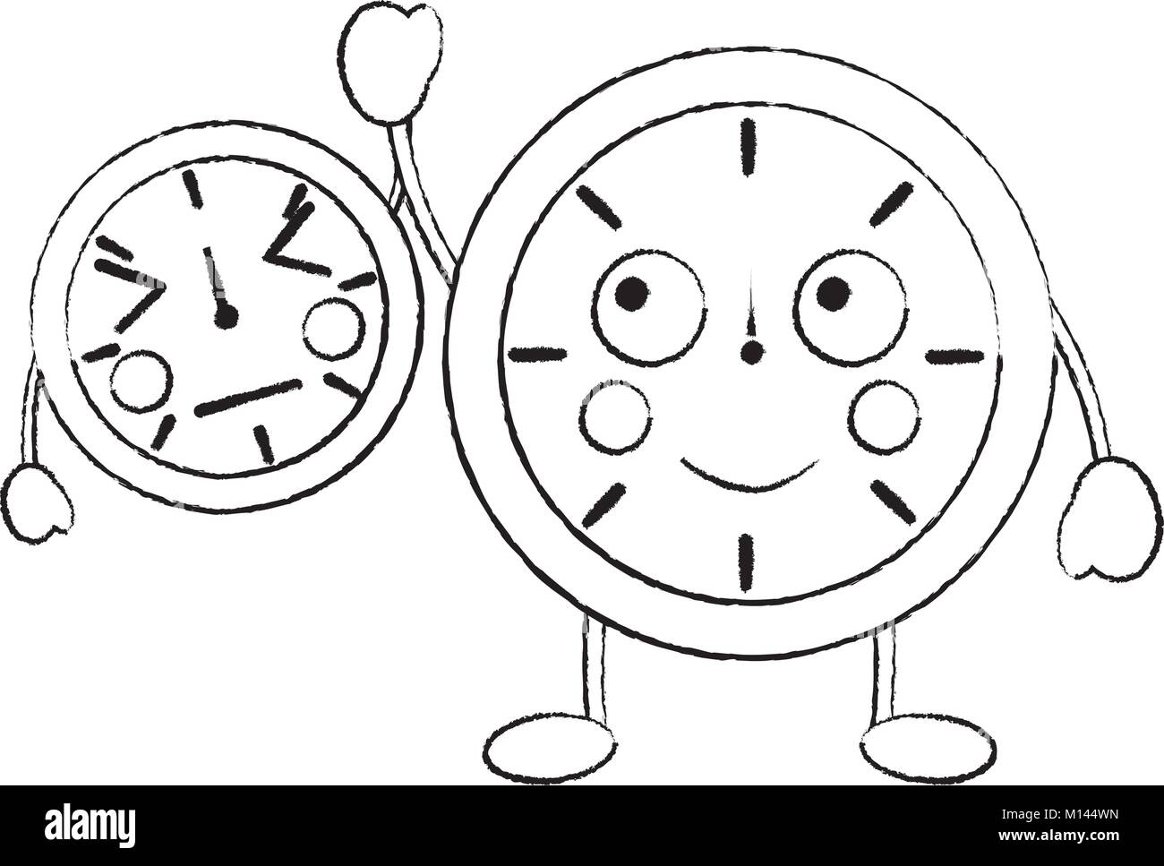 two kawaii clock character cartoon style Stock Vector Image & Art - Alamy