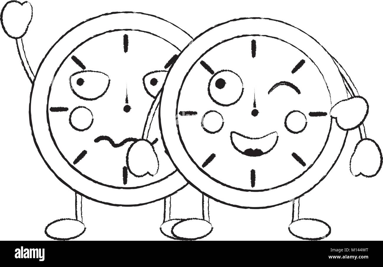 two kawaii clock character cartoon style Stock Vector Image & Art - Alamy