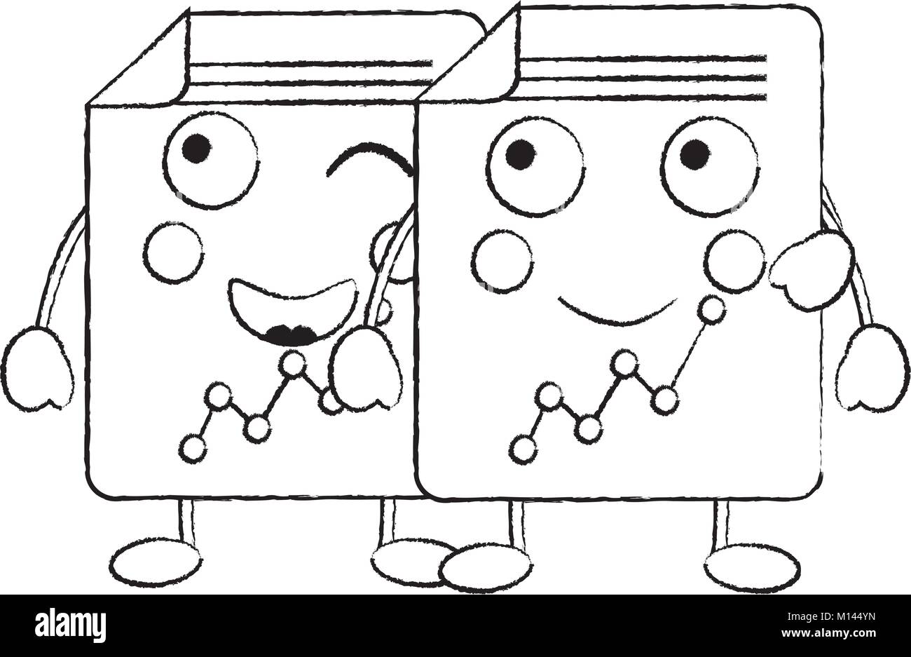 cartoon two document paper graph kawaii character Stock Vector Image ...
