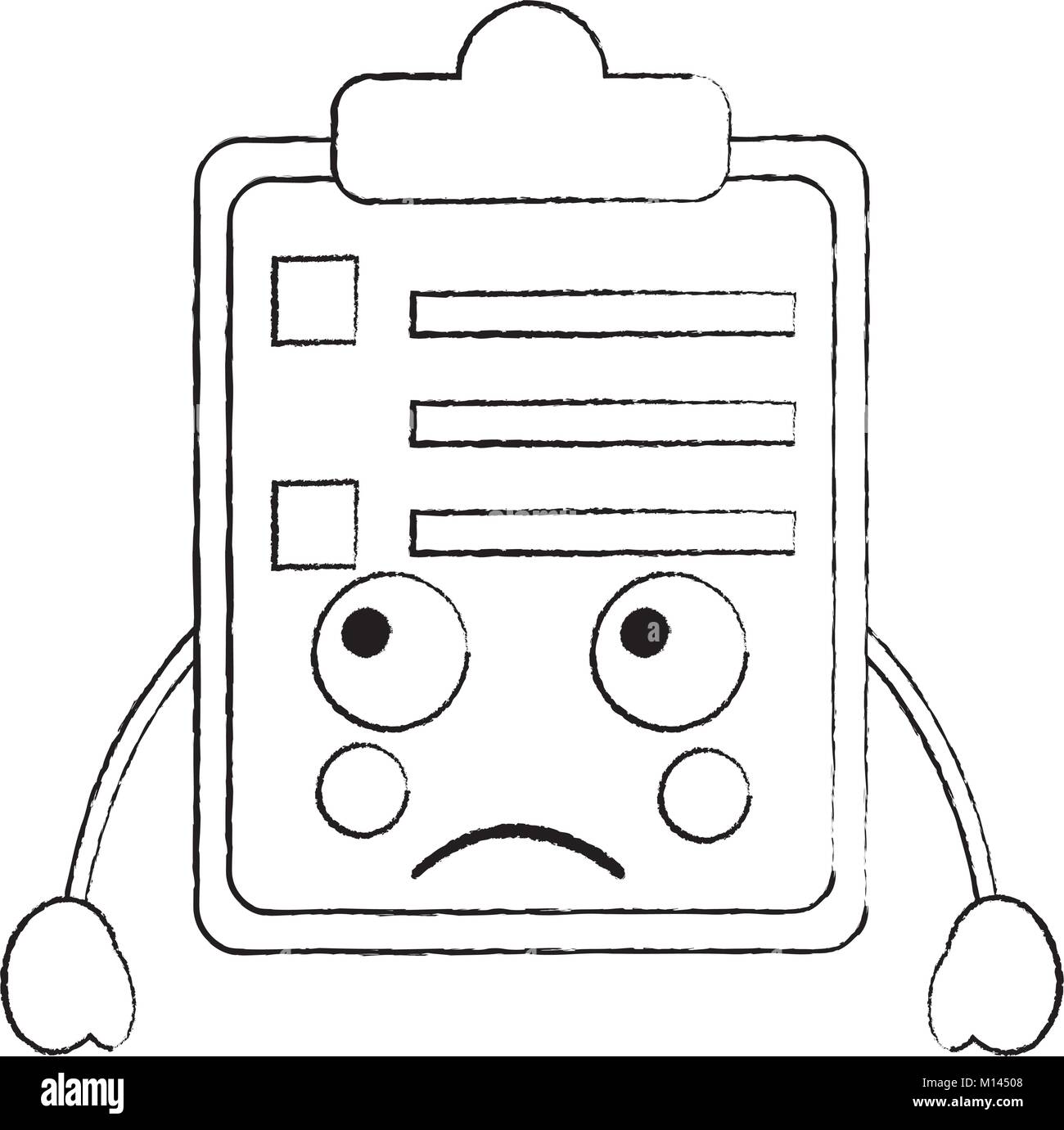 paper sad clipboard kawaii character cartoon Stock Vector Image & Art ...