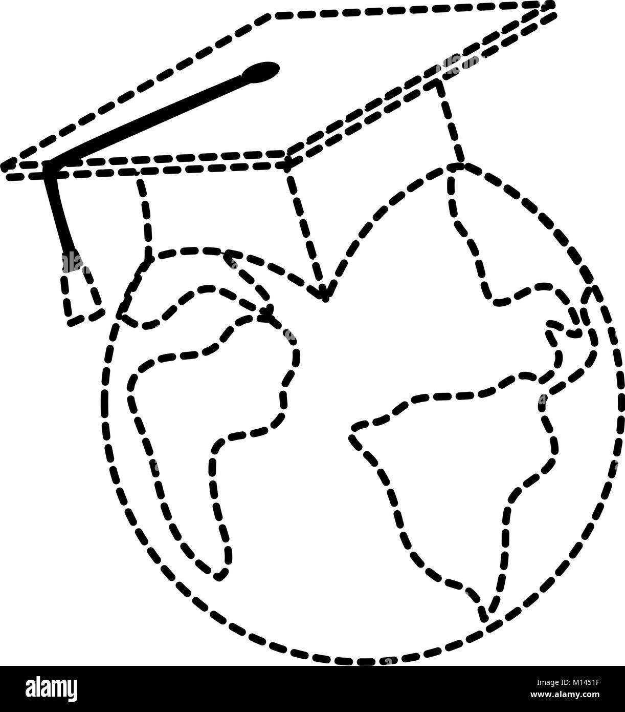 earth planet with hat graduation vector illustration design Stock ...