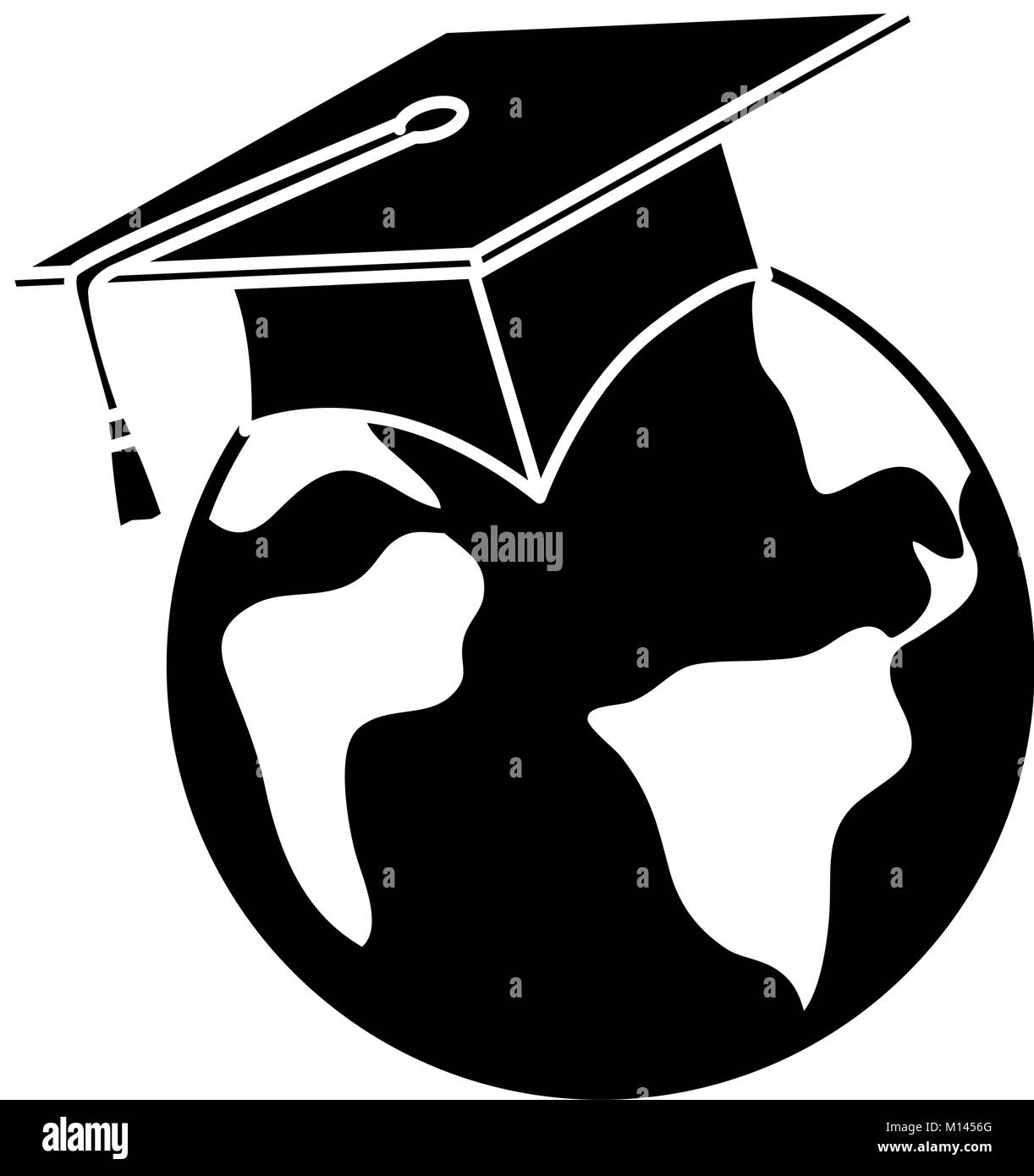 earth planet with hat graduation vector illustration design Stock ...