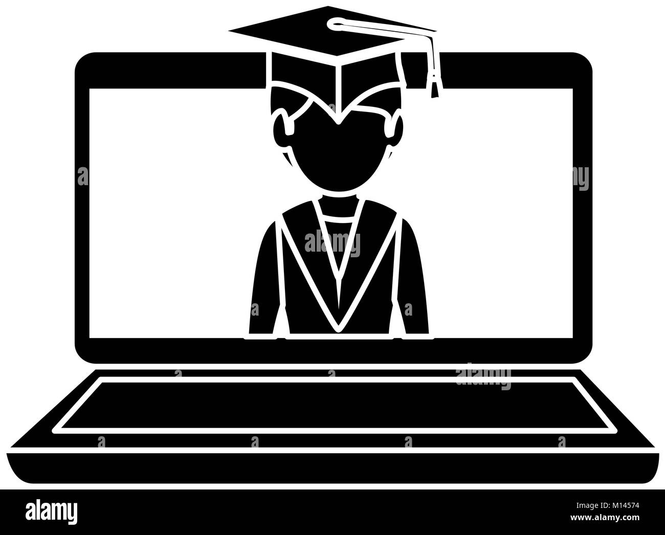 laptop computer with graduated vector illustration design Stock Vector ...