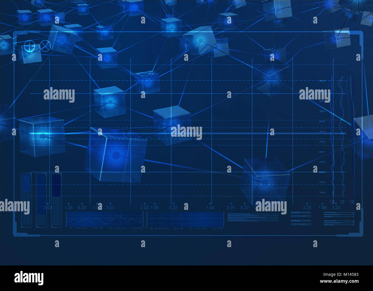 A Concept Showing A Network Of Interconnected Blocks Of Data Depicting