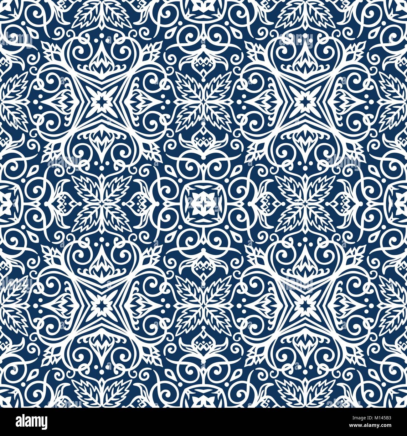 Blue Arabesque Pattern Stock Vector Image & Art - Alamy