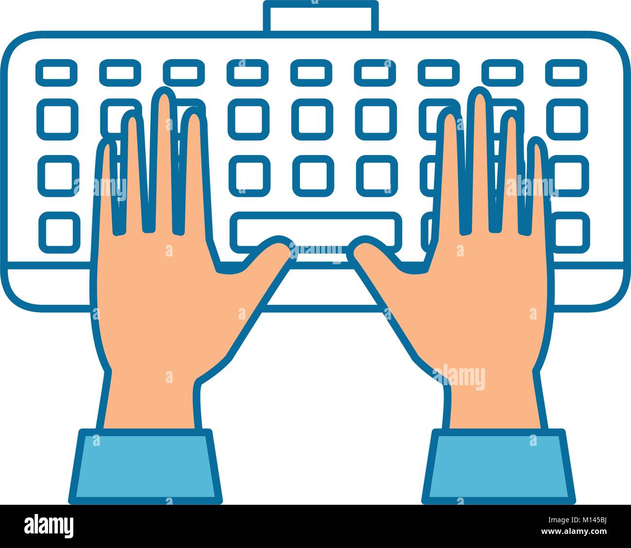 computer keyboard with hands user vector illustration design Stock ...