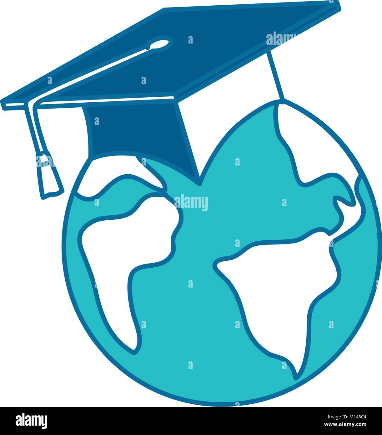 earth planet with hat graduation vector illustration design Stock ...