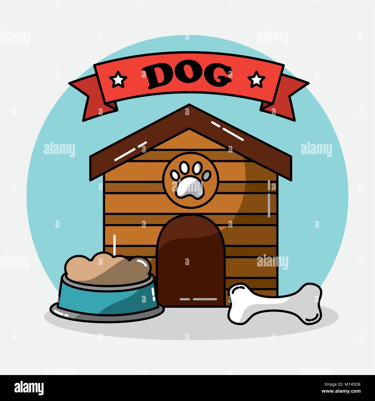 pet dog house wooden and bowl food bone toy Stock Vector Image & Art ...