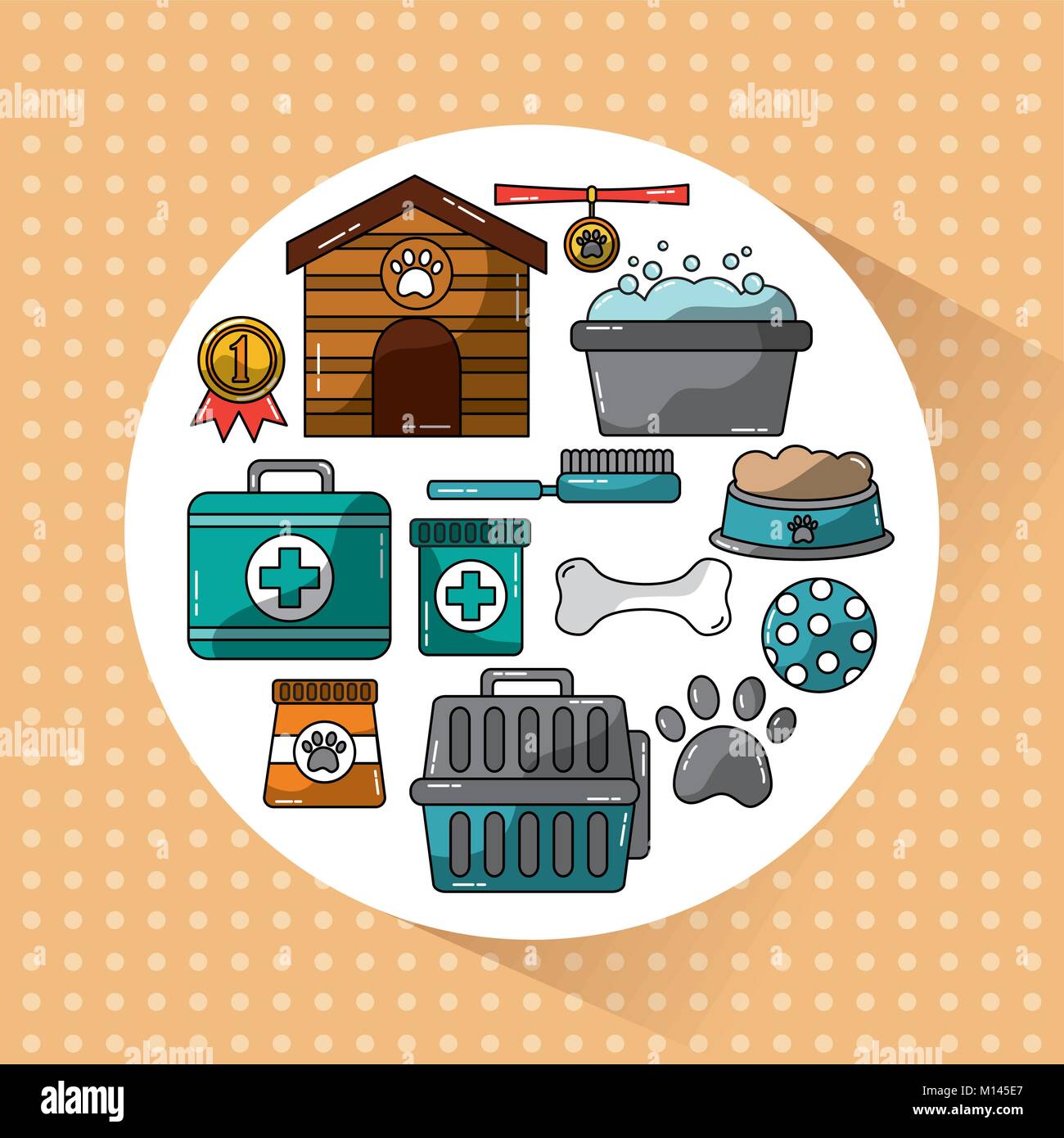 pet food house care carrier bone paw medal Stock Vector Image & Art - Alamy