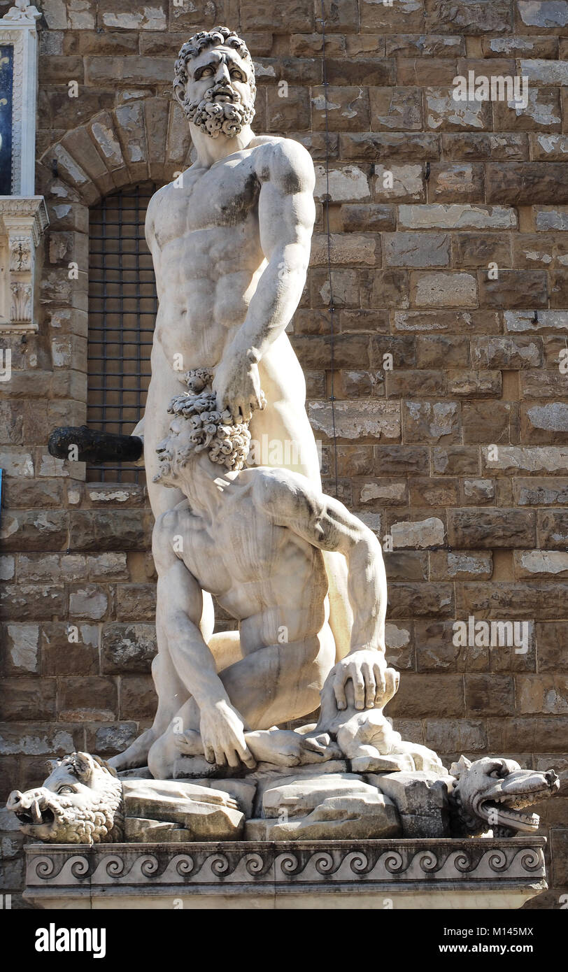 Italy,Tuscany,Florence,Piazza della Signoria,Hercules and Cacus statue ...