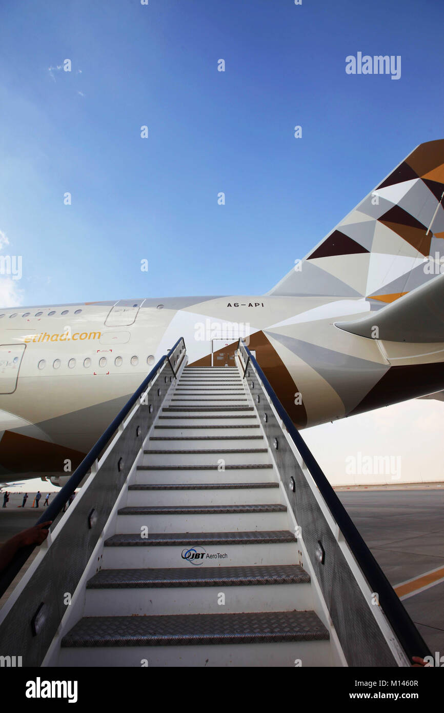 Airbus A380-861 jet airliner, self-propelled stairs Stock Photo - Alamy