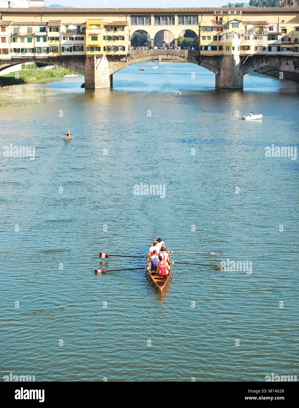 Europe,Italy,Tuscany,Florence,canoe by the Ponte Vecchio Stock Photo ...
