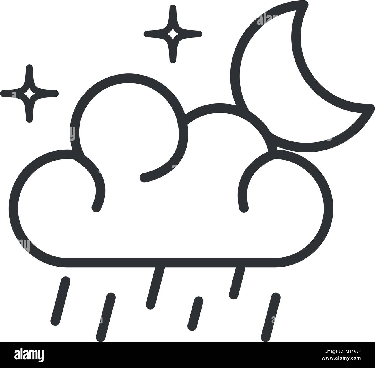 weather cloud rainy with moon vector illustration design Stock Vector ...