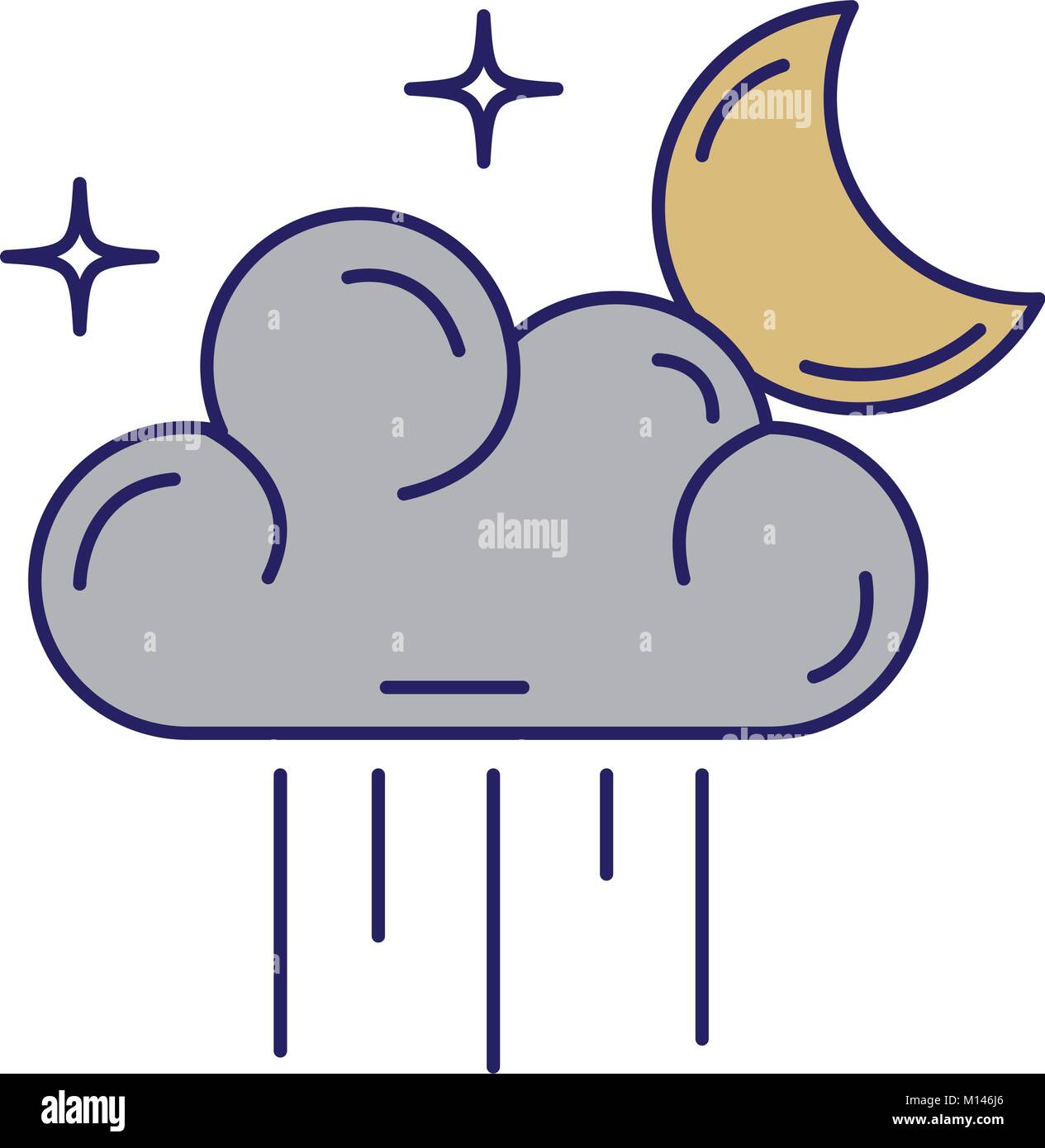 weather cloud rainy with moon vector illustration design Stock Vector ...