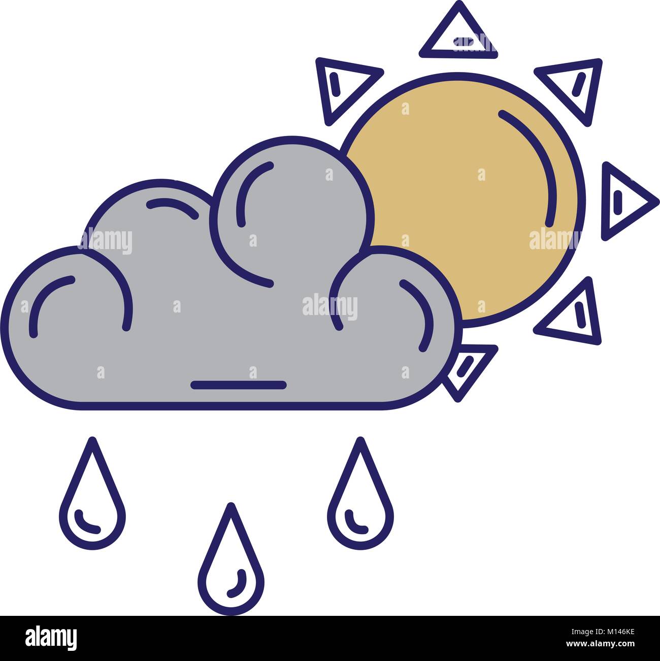 weather cloud rainy with sun vector illustration design Stock Vector ...