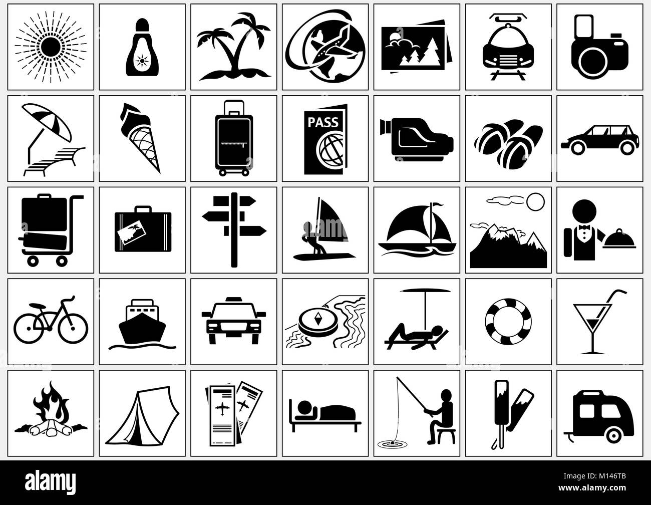 Vacation and Holiday Icons Stock Vector Image & Art - Alamy