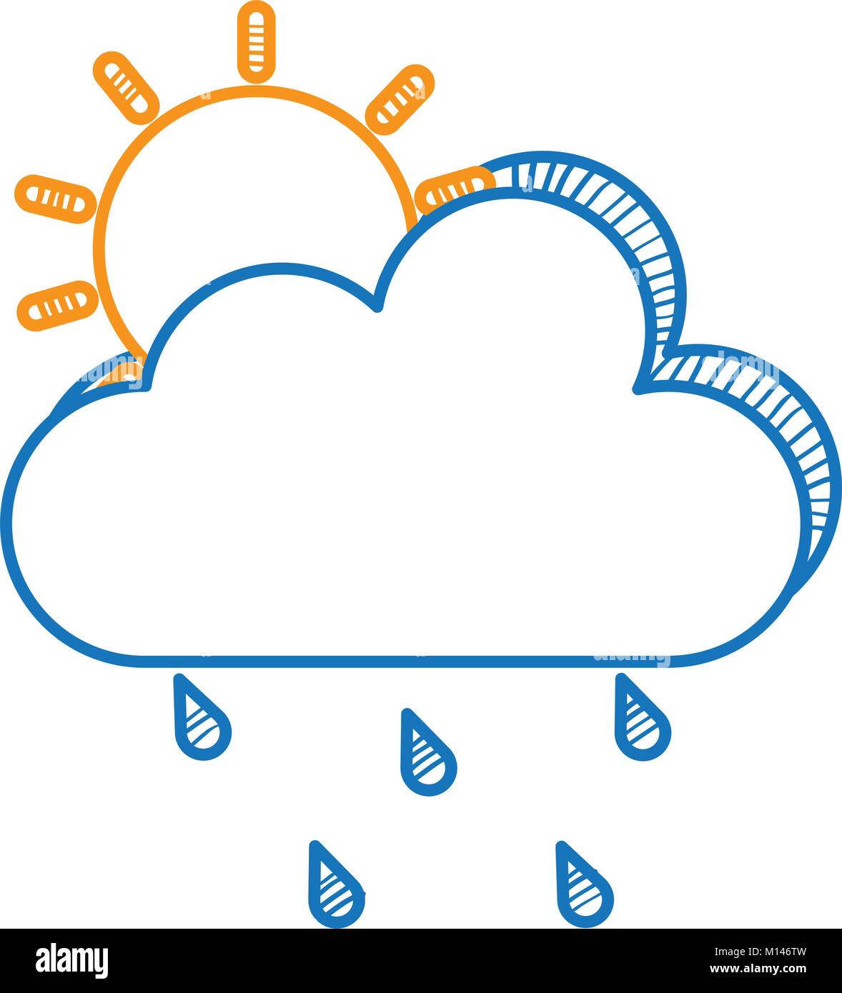 weather cloud rainy with sun vector illustration design Stock Vector ...