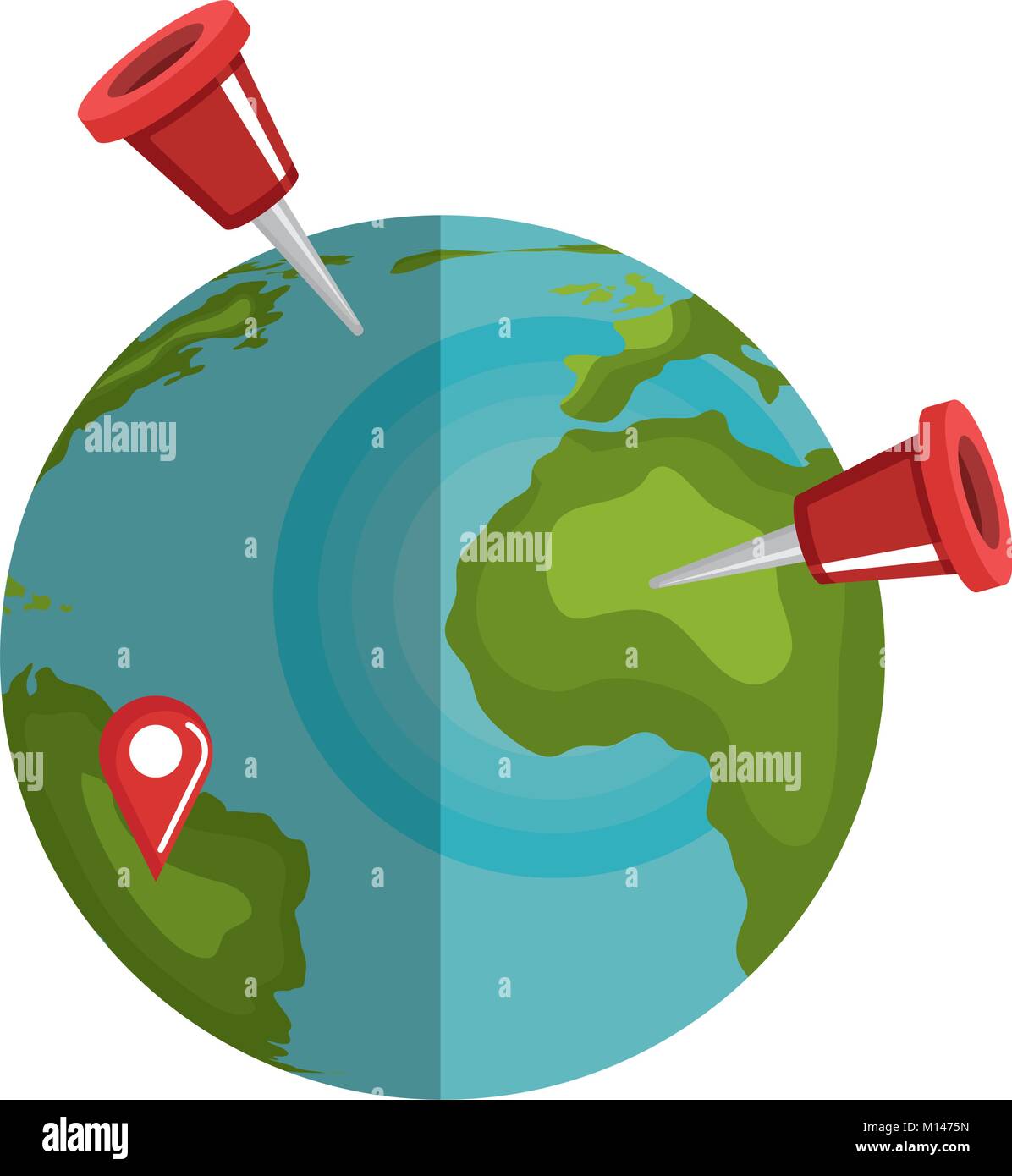 earth planet with pins markers vector illustration design Stock Vector ...