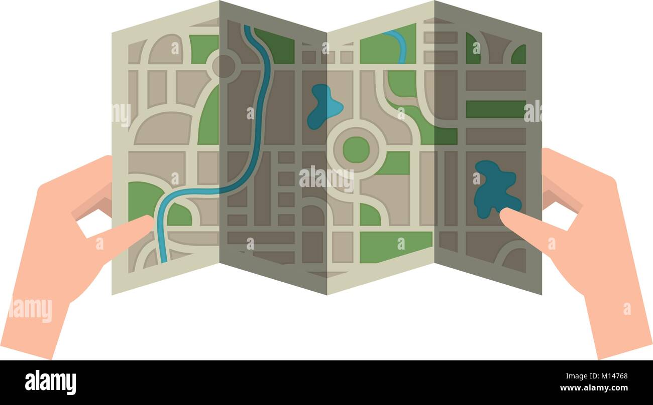 hands with paper map guide icon vector illustration design Stock Vector ...