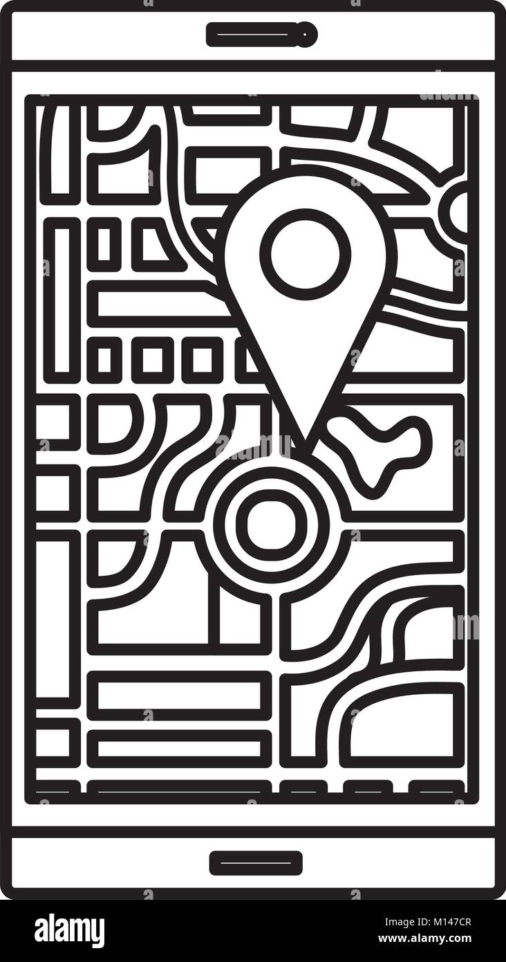smartphone device with gps app vector illustration design Stock Vector ...