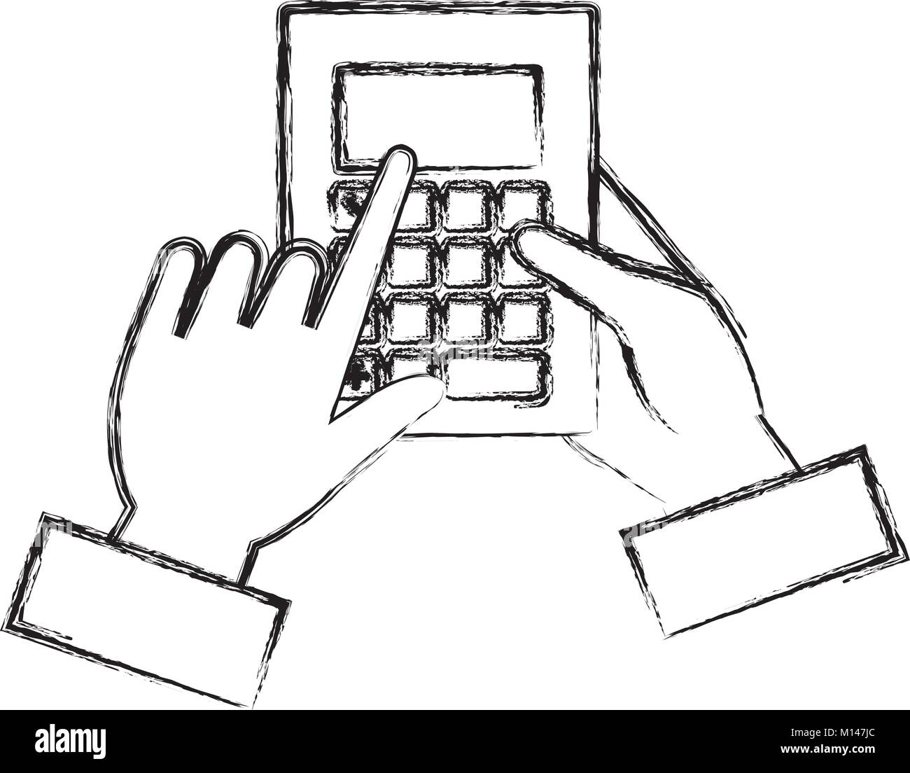 hands with calculator math isolated icon vector illustration design ...