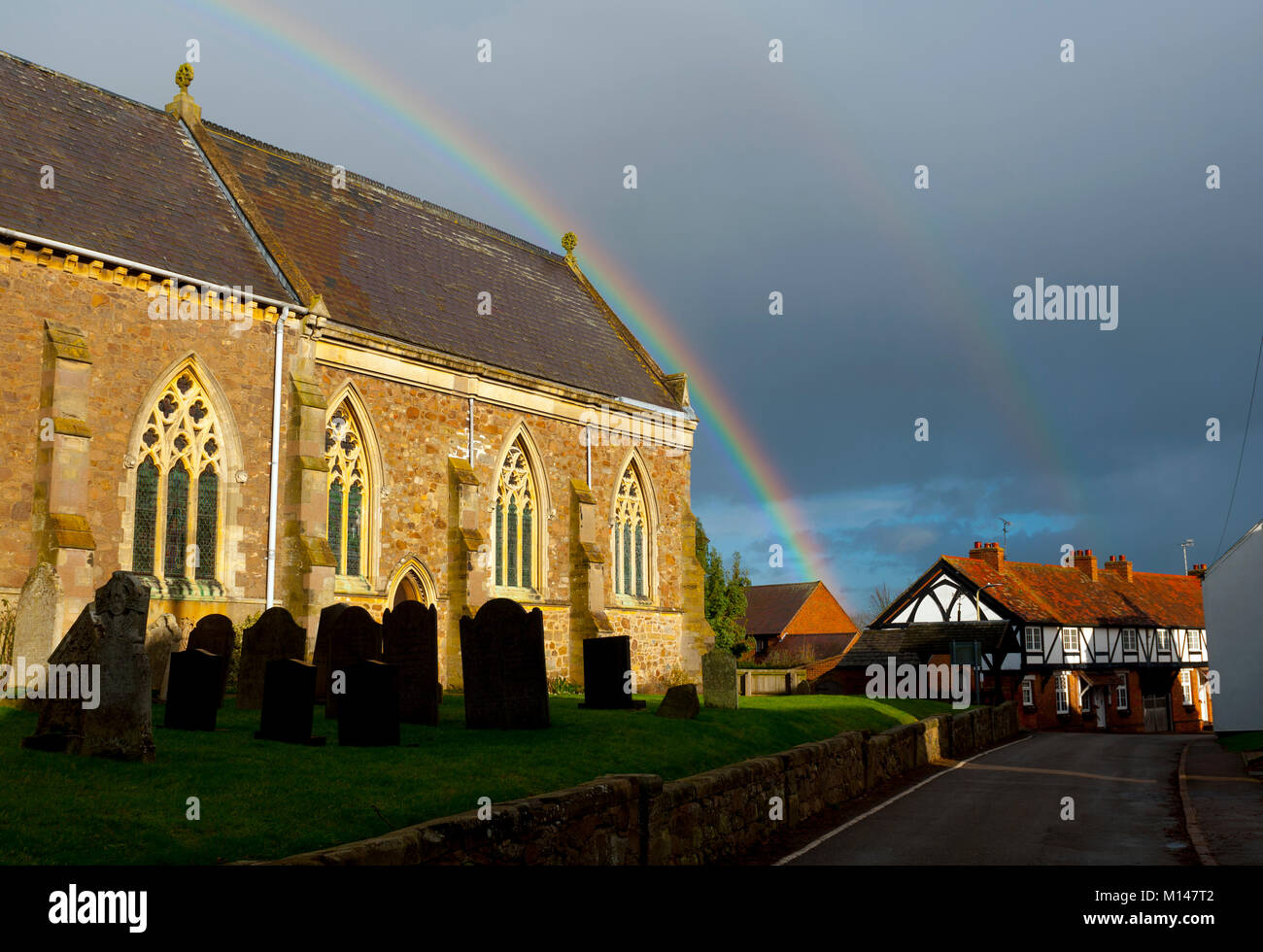 A rainbow in Thurlaston village, Leicestershire, England, UK Stock ...