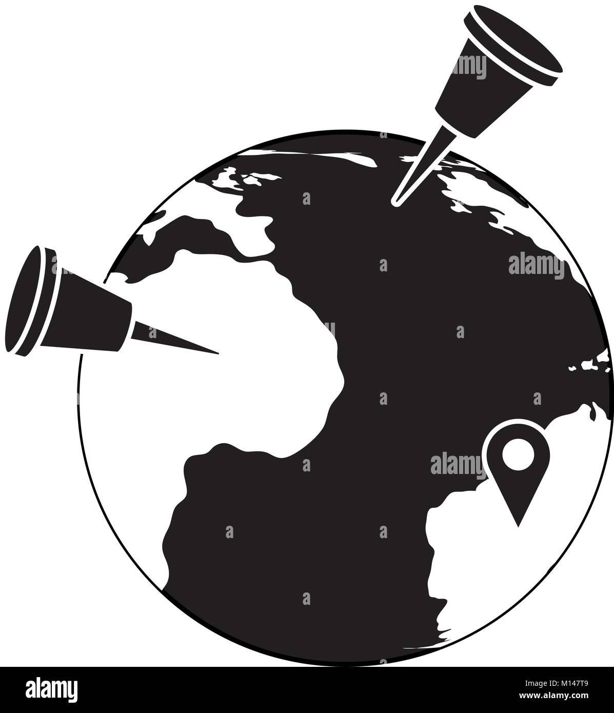 earth planet with pins markers vector illustration design Stock Vector ...