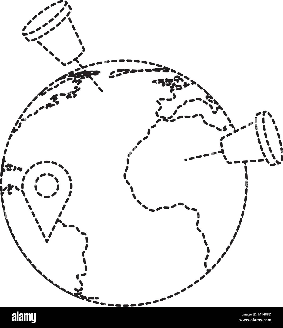 earth planet with pins markers vector illustration design Stock Vector ...