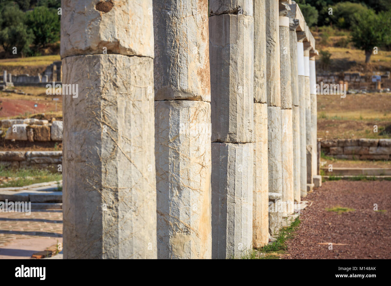 ruins on colonnade in Ancient Messina, Peloponnese (23 AUG 2017 Stock ...