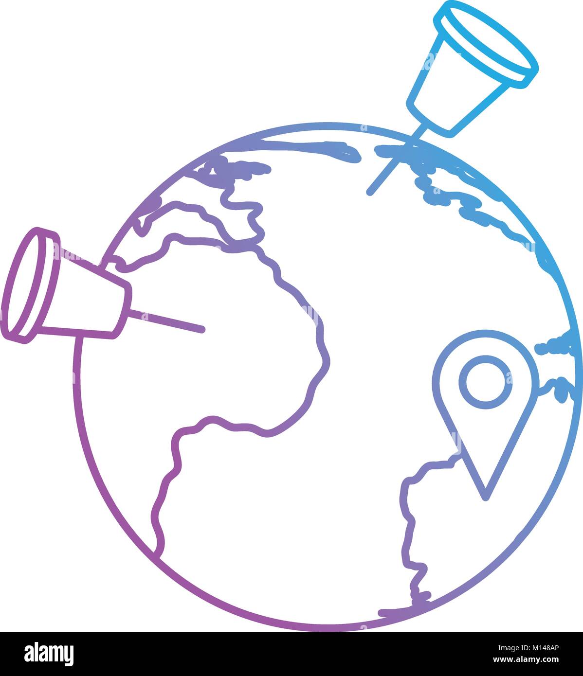 earth planet with pins markers vector illustration design Stock Vector ...