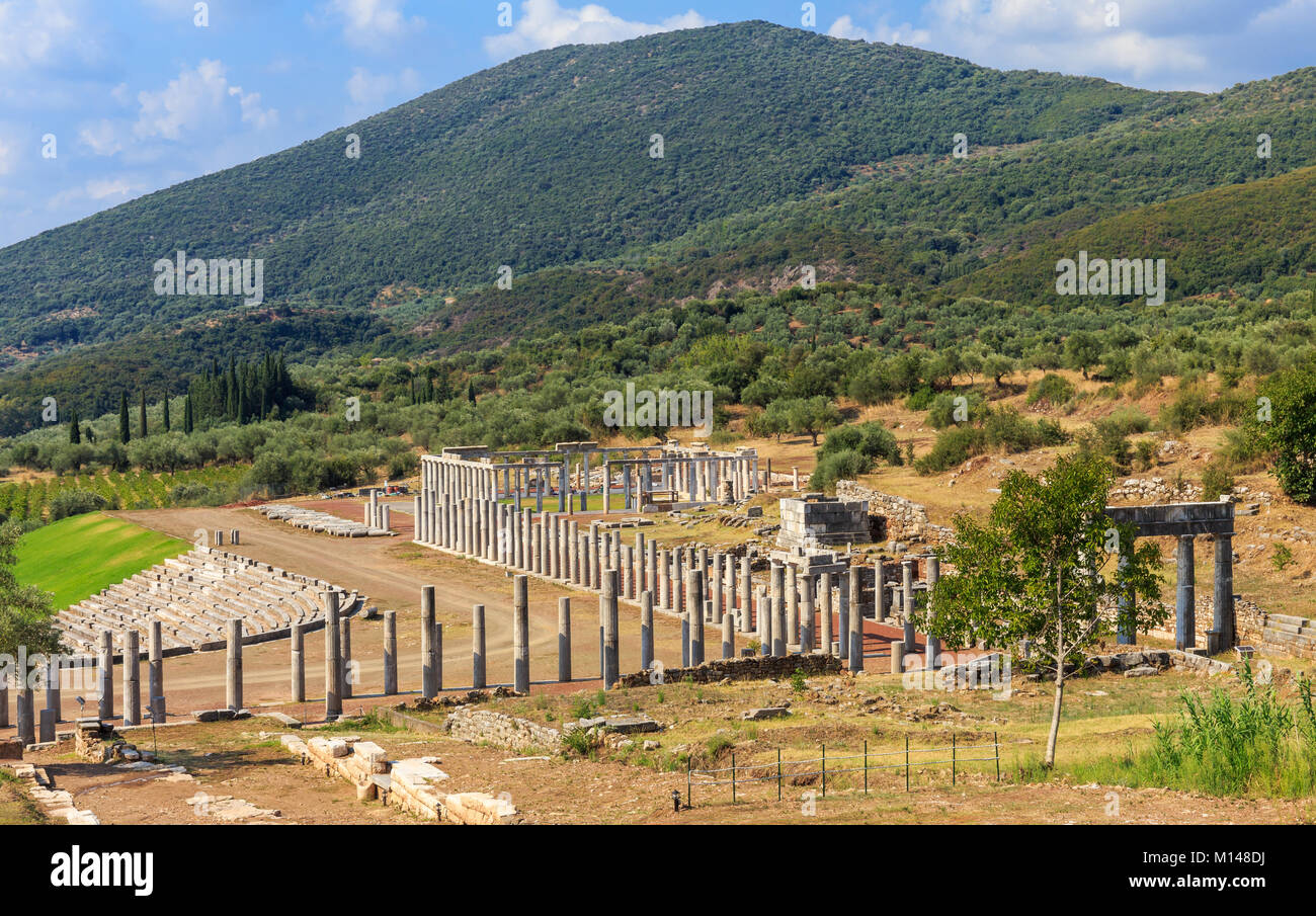 distant view on ruins of stadium in Ancient Messina, Peloponnese (23 ...