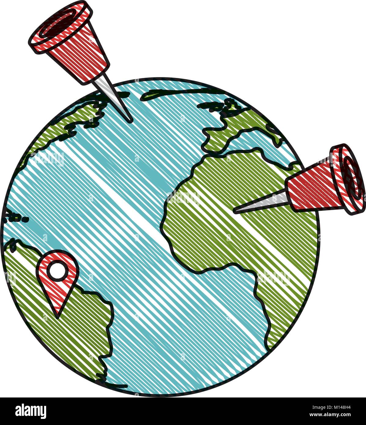 earth planet with pins markers vector illustration design Stock Vector ...