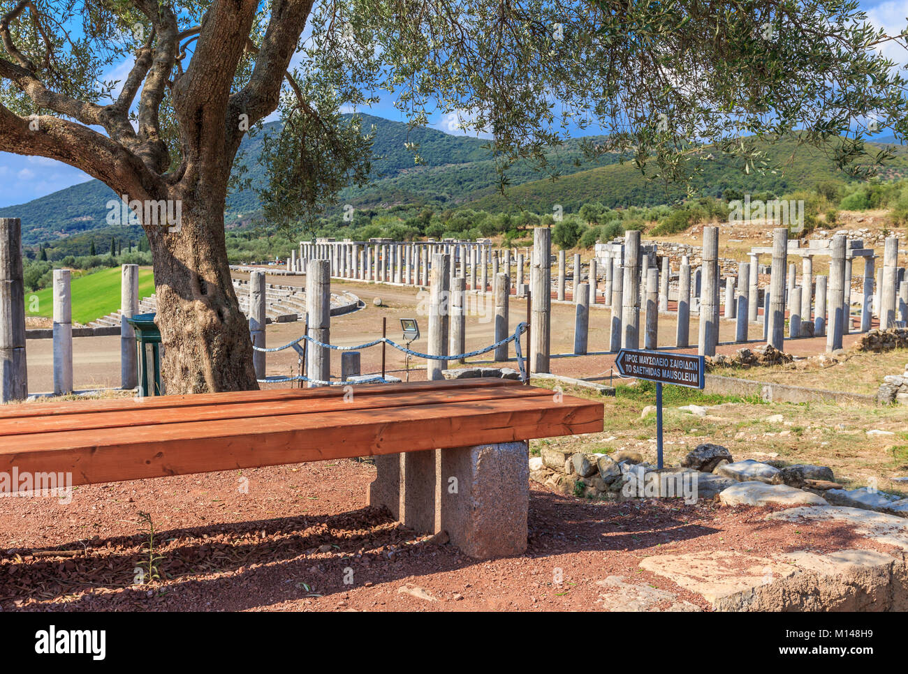 distant view on ruins of stadium in Ancient Messina, Peloponnese (23 ...
