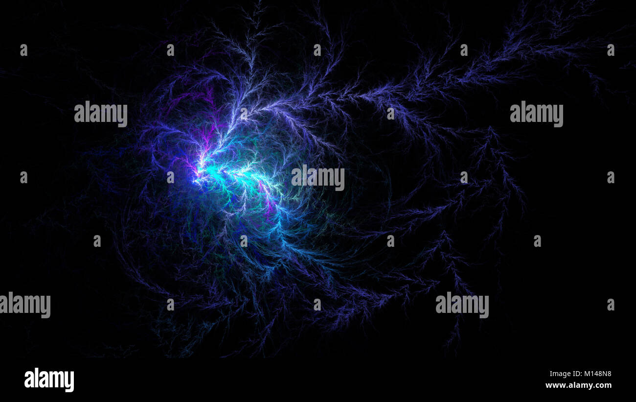 Abstract lightning fractal design isolated on black background ...