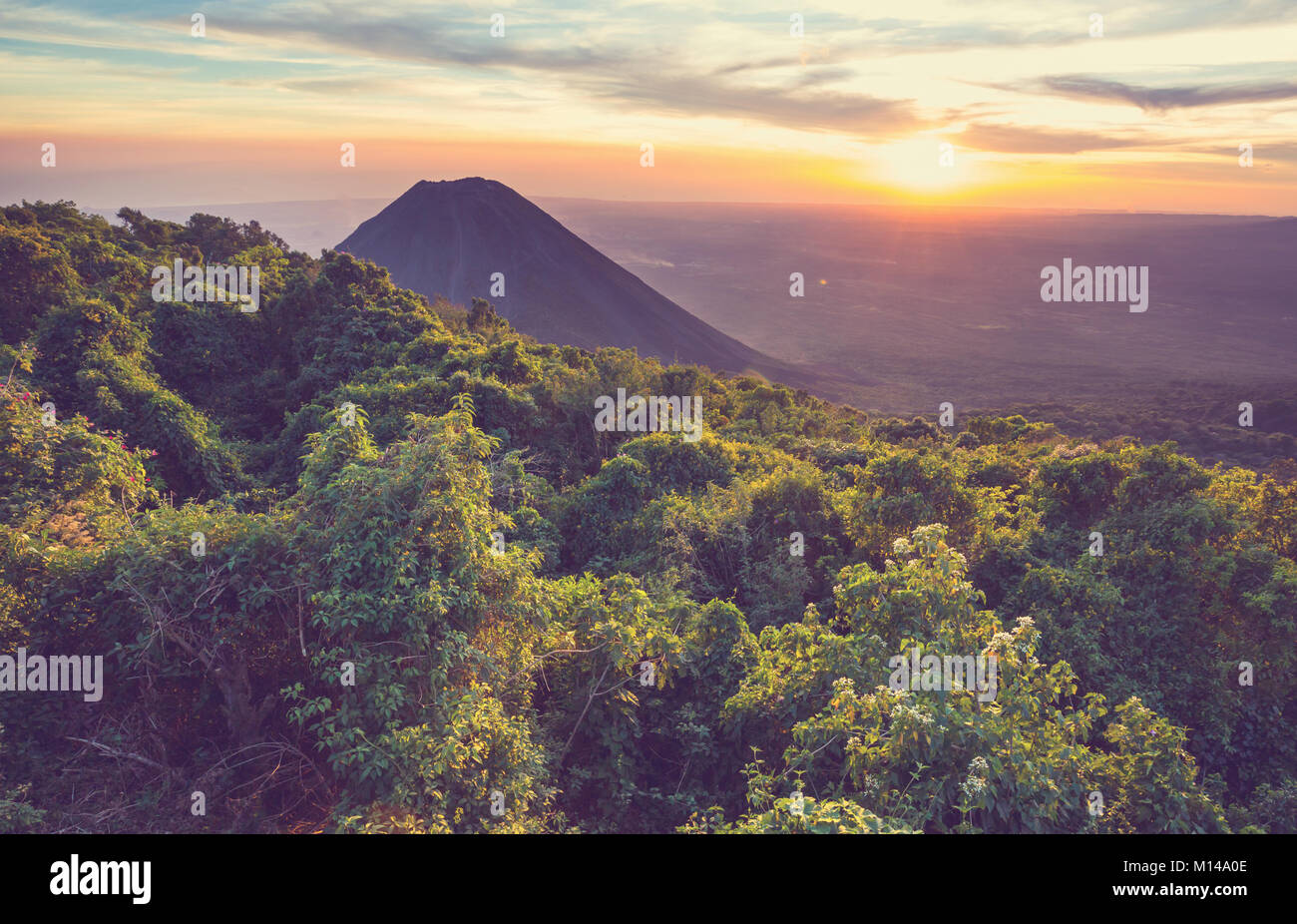 Beautiful volcano in Cerro Verde National Park in El Salvador at sunset ...