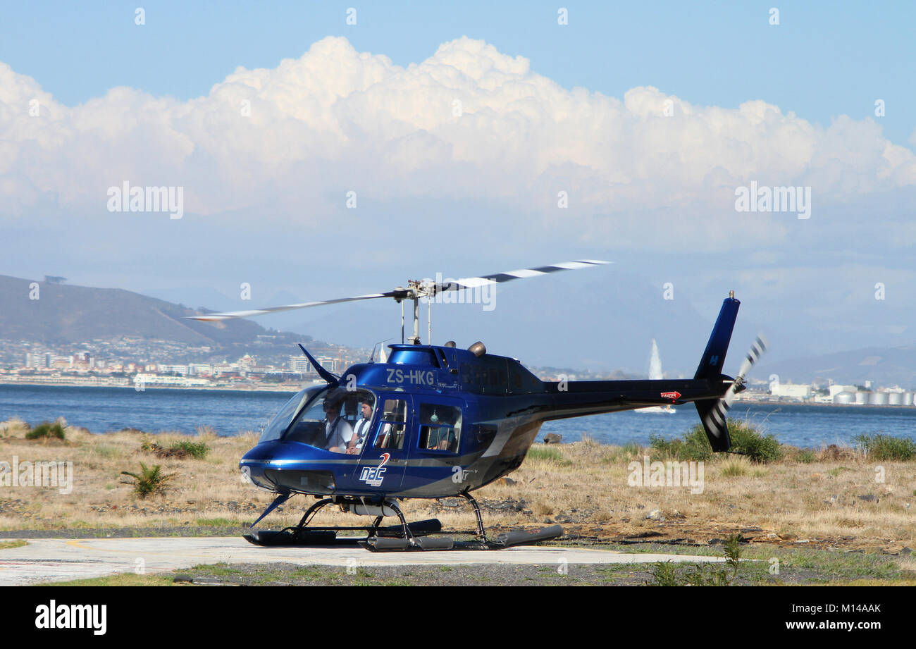 Nac Bell 206 Jet Ranger III Helicopter ZS-HKG, at a heliport at V&A ...