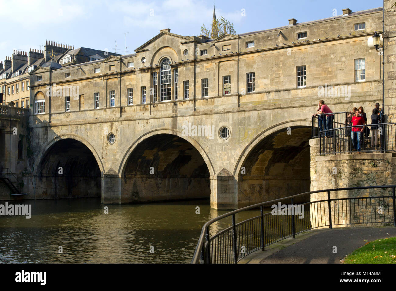 Bath, UK - 10th October 2010: Visitors sightseeing at famous Pulteney ...