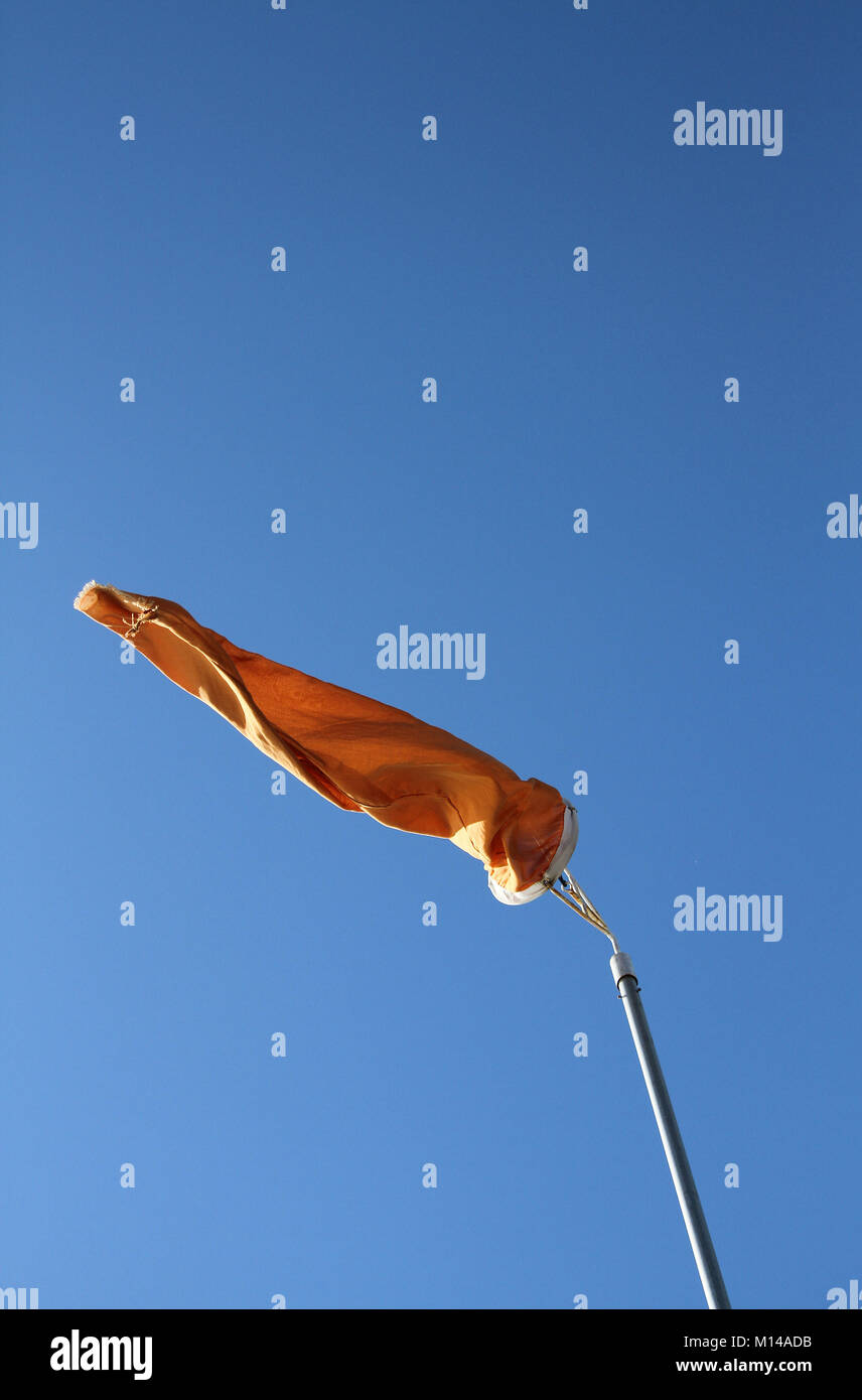 The Cape Town Waterfront Heliport Windsock against blue sky, Western ...