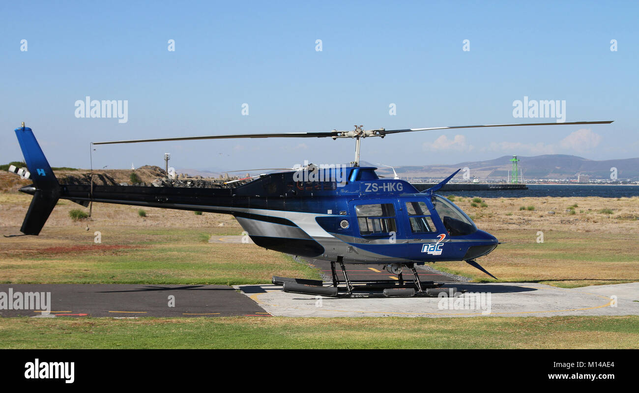 Nac Bell 206 Jet Ranger III Helicopter ZS-HKG, at a heliport at V&A ...