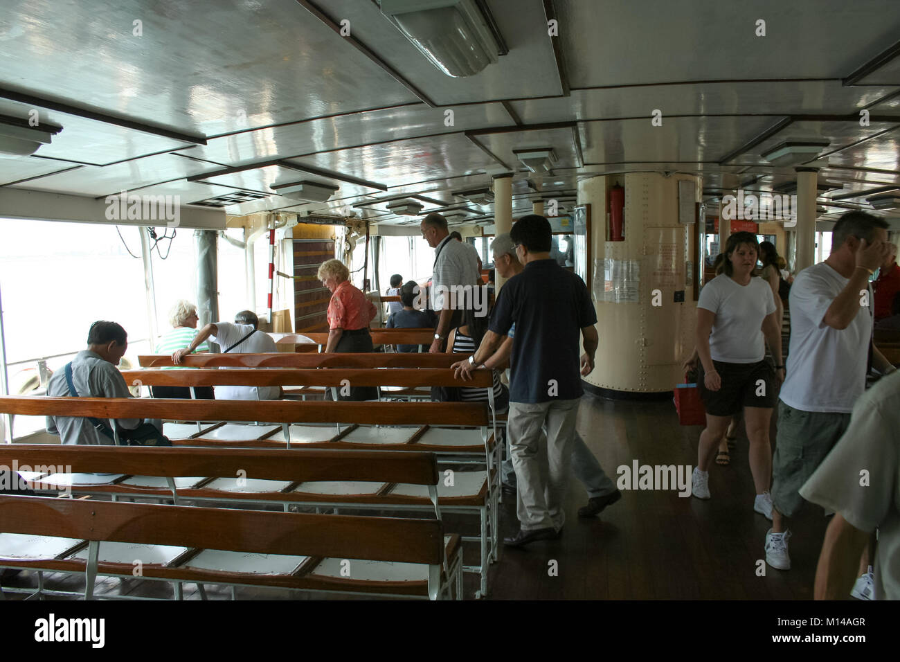 VICTORIA HARBOUR, HONG KONG - OCTOBER 4 2007: Inside Ferry Ship in ...