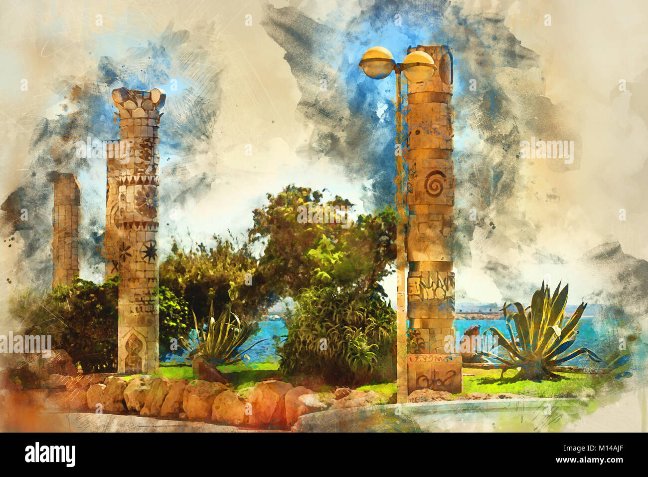 Monument to Mediterranean Cultures on Punta Margalla. Sunny ...