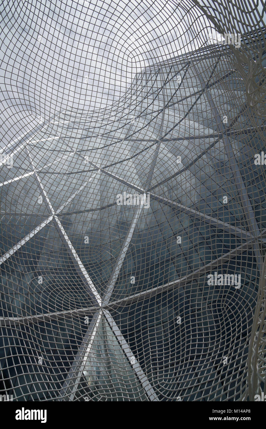 Bow Building seen through the artwork Wonderland made by Jaume Plensa ...