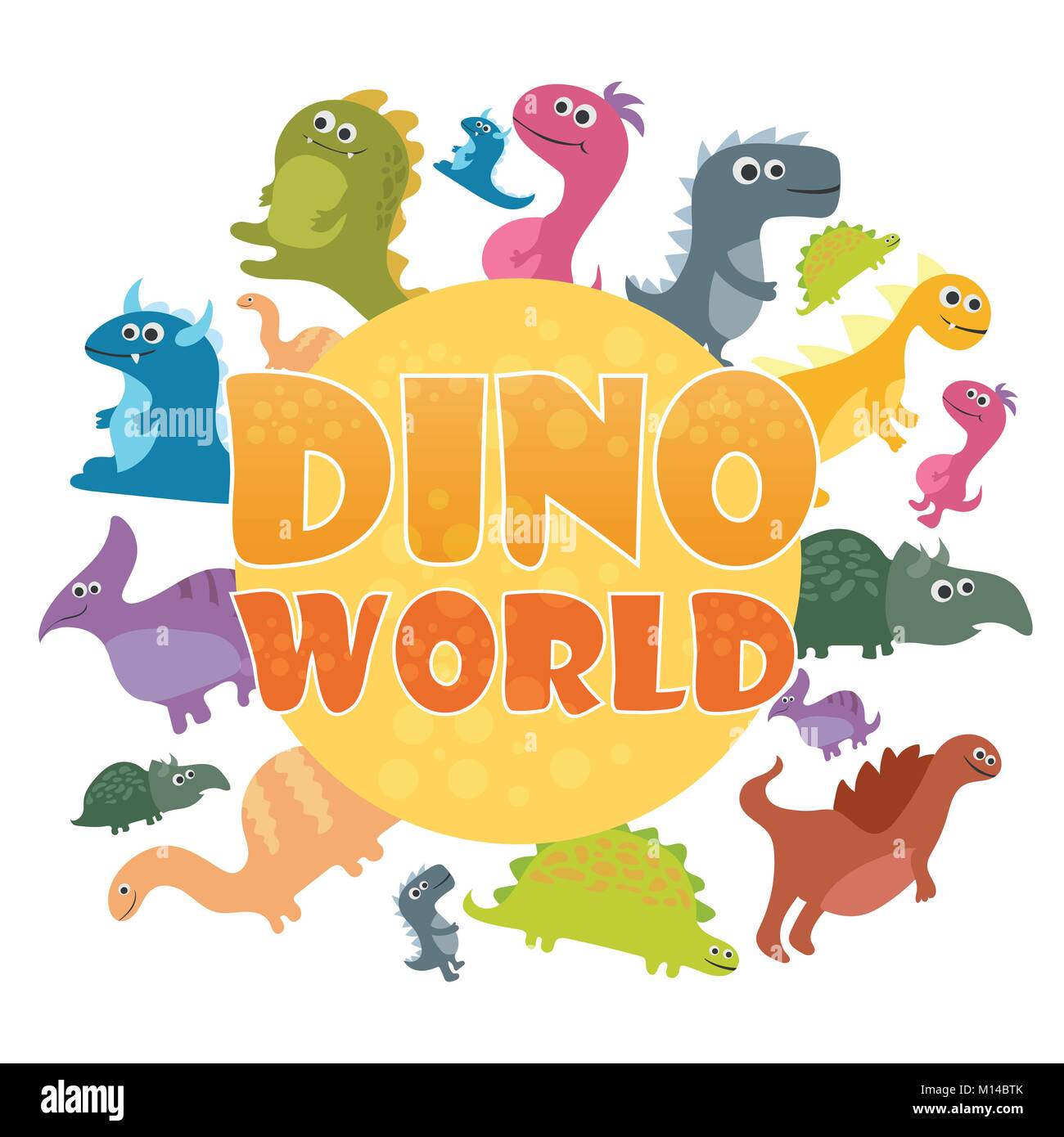 Dinosaurs world poster. Vector cartoon dinosaurs Stock Vector Image ...