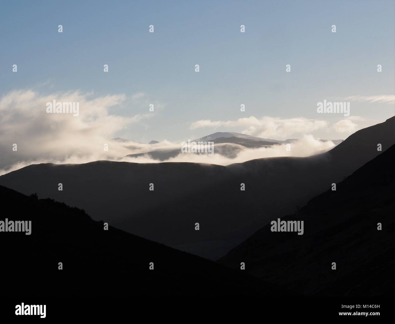 Winter Morning Mist rising from Lakeland valleys, Lake District ...