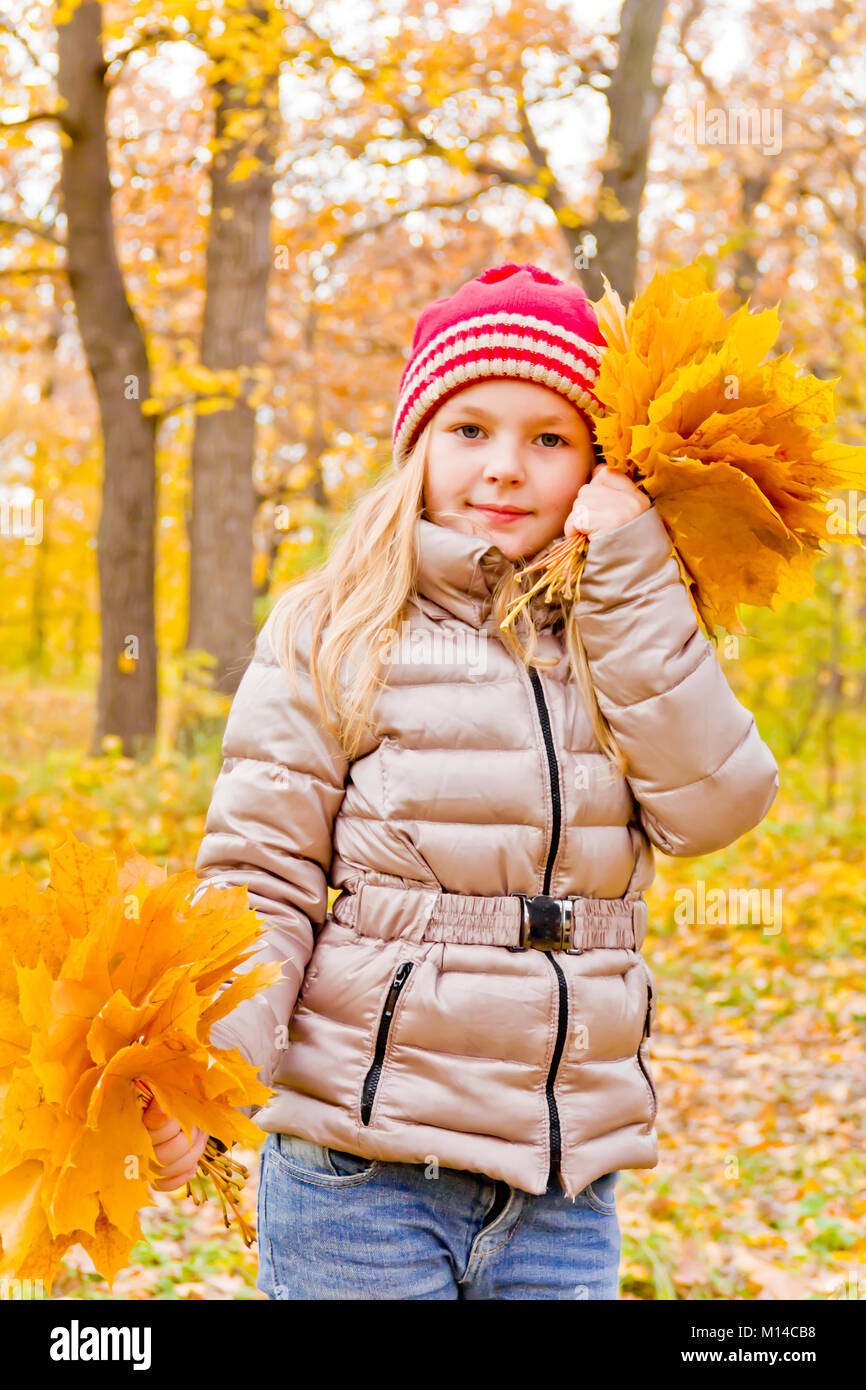 Photo of cute dancing girl in autumn Stock Photo - Alamy