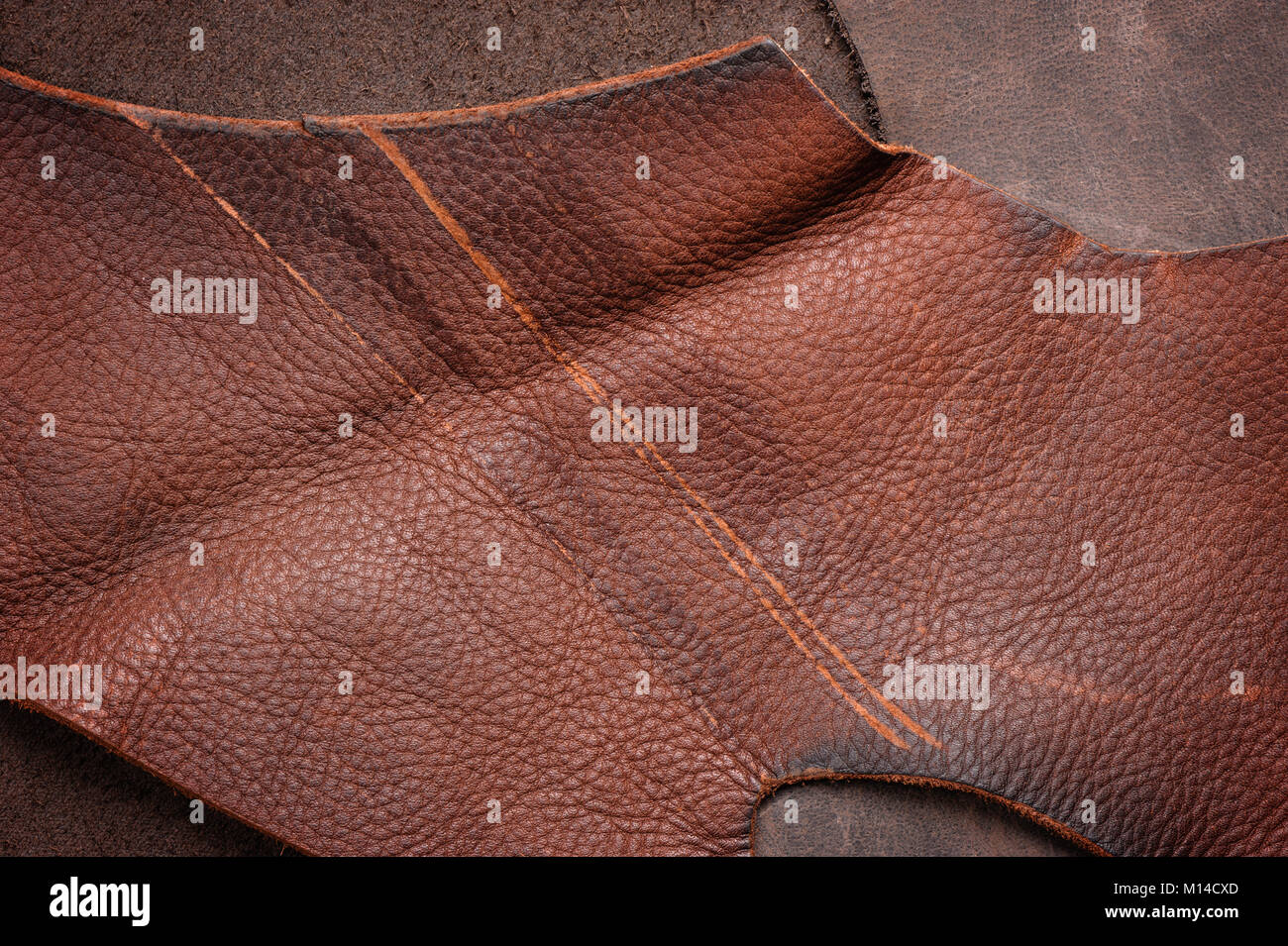 raw material background, closeup details of brown leather texture Stock ...