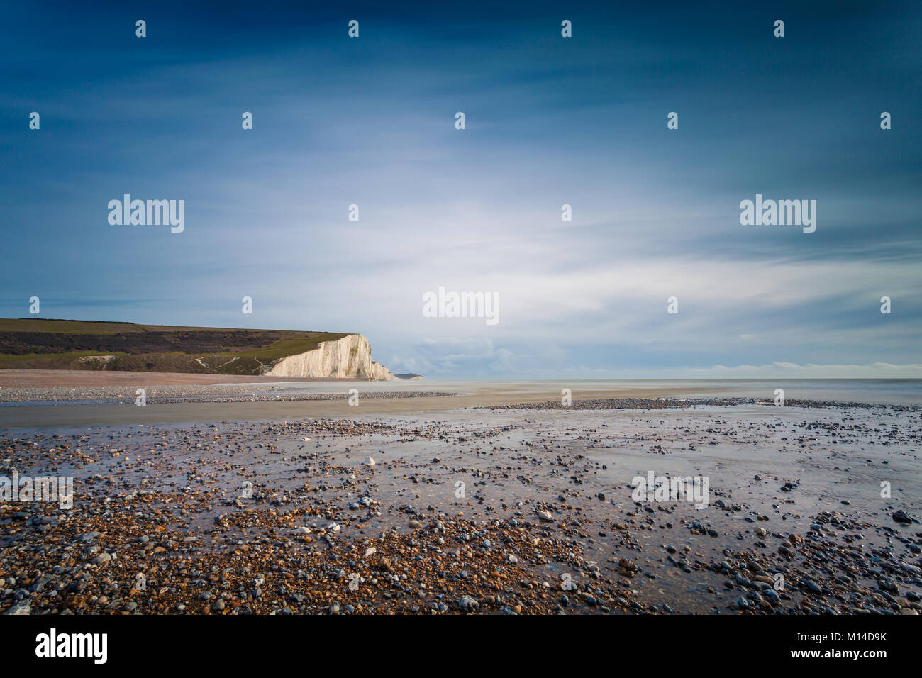 The Seven Sisters chalk cliffs near Seaford, East Sussex, England, UK ...