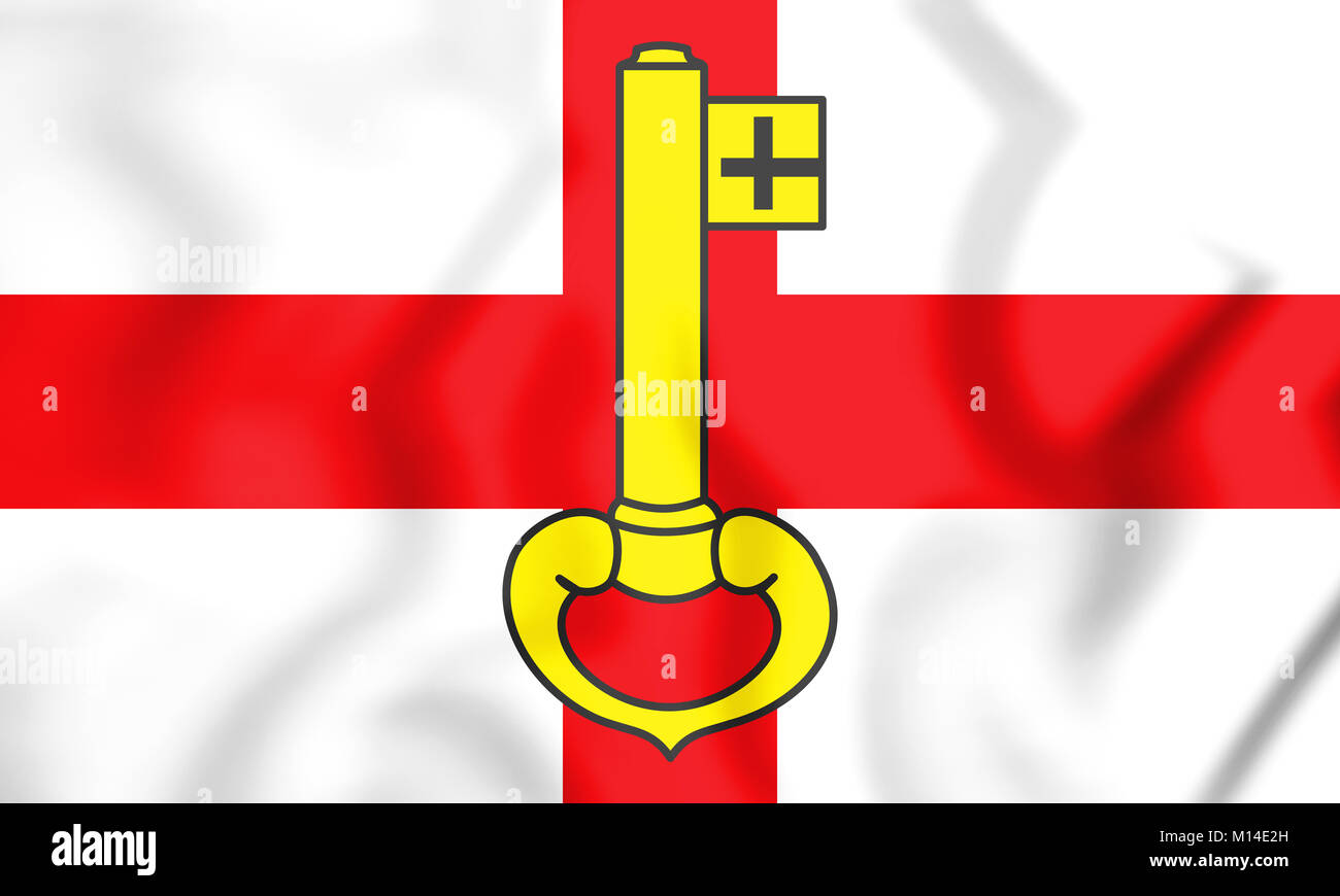 3D Flag of Rheinberg (North Rhine-Westphalia), Germany. 3D Illustration ...