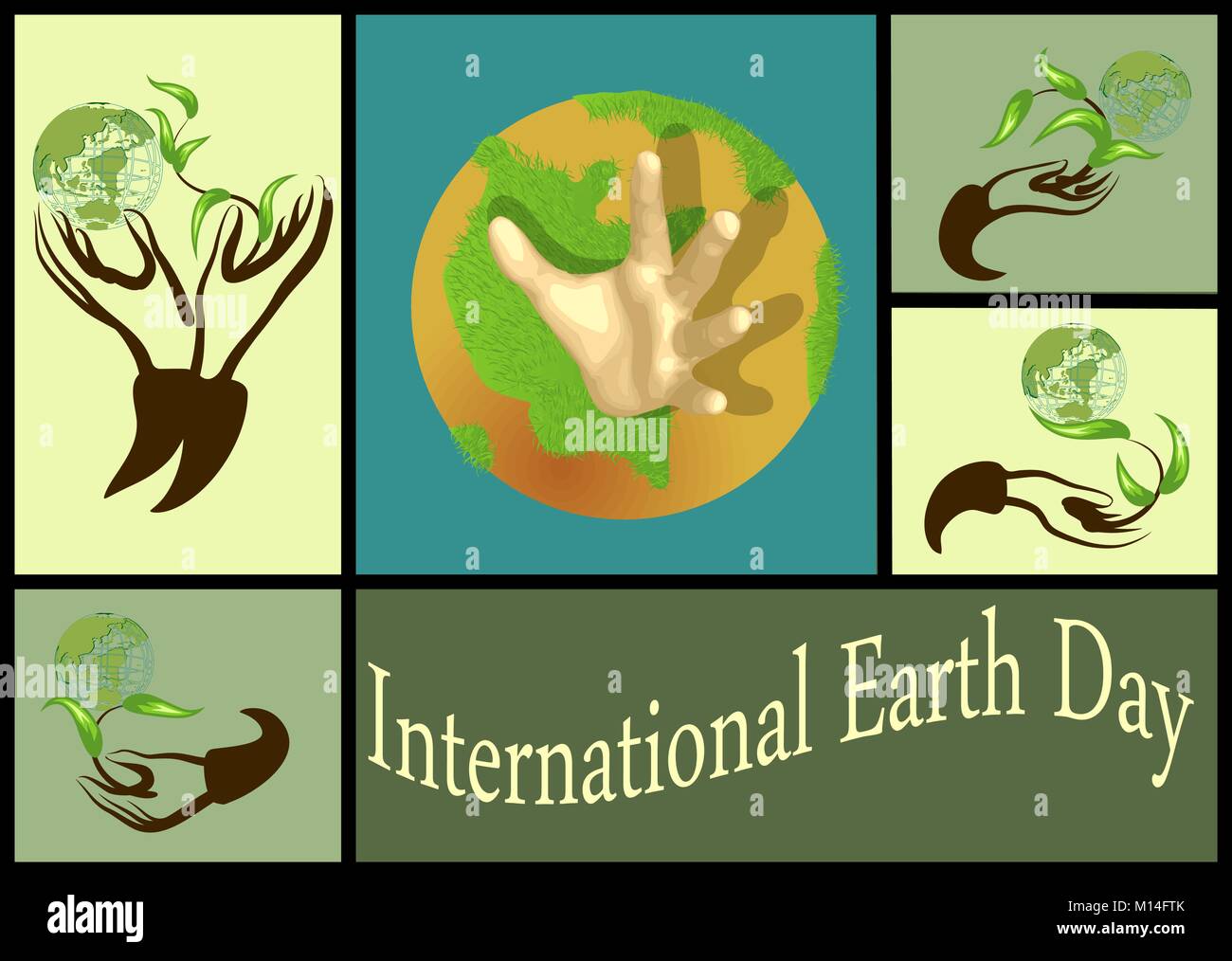 International Earth Day set. clobe and hands Stock Vector Image & Art ...